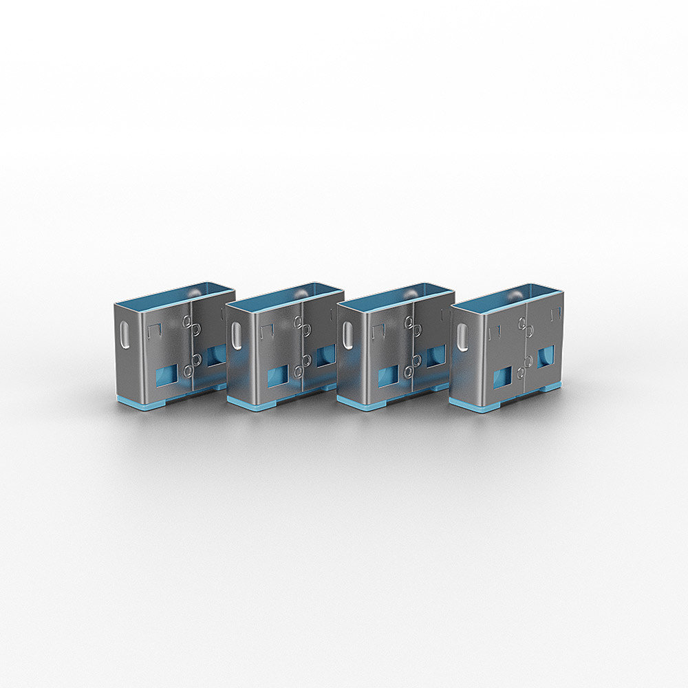 10pcs USB type A port blocker. Blue | Products | Traconed