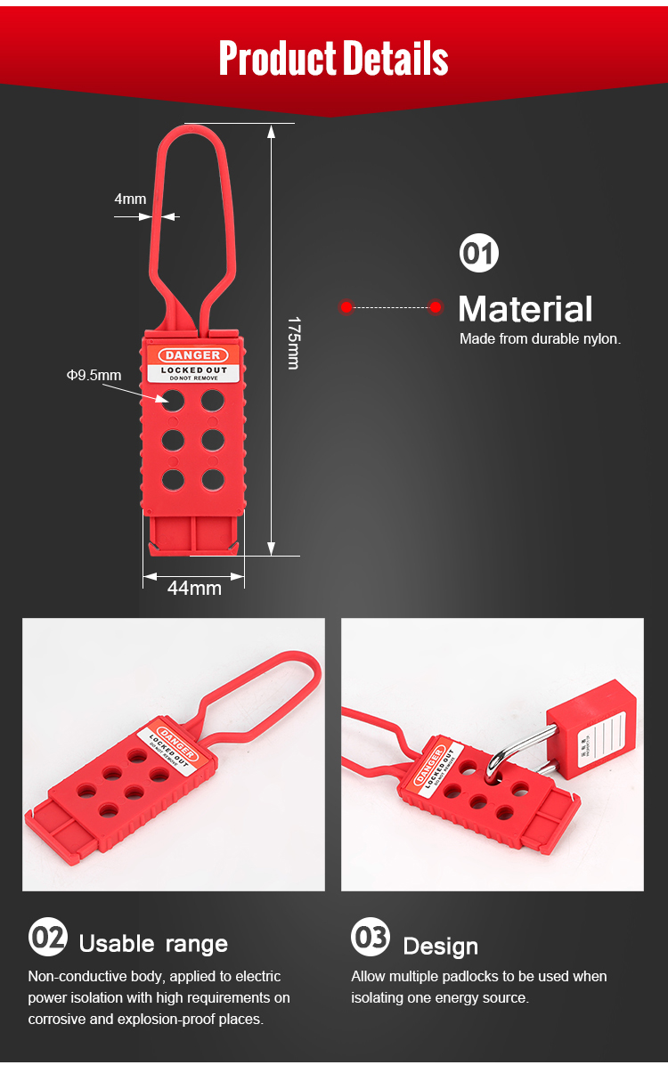 Nylon insulated Lockout Hasp upto 6 locks | Products | Traconed